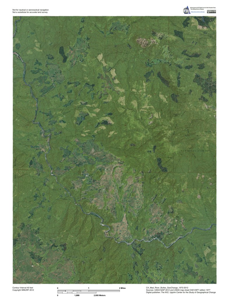 CA-Mad River Buttes: GeoChange 1972-2012 Map by Western Michigan ...