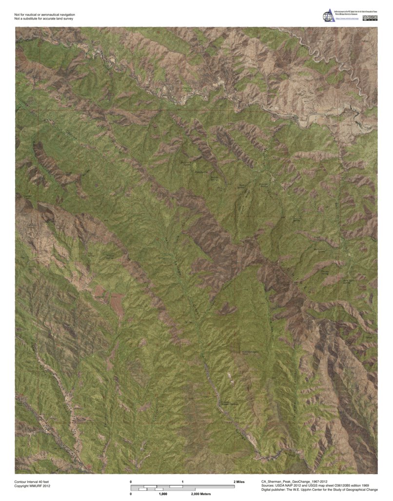 CA-Sherman Peak: GeoChange 1967-2012 Map by Western Michigan University ...