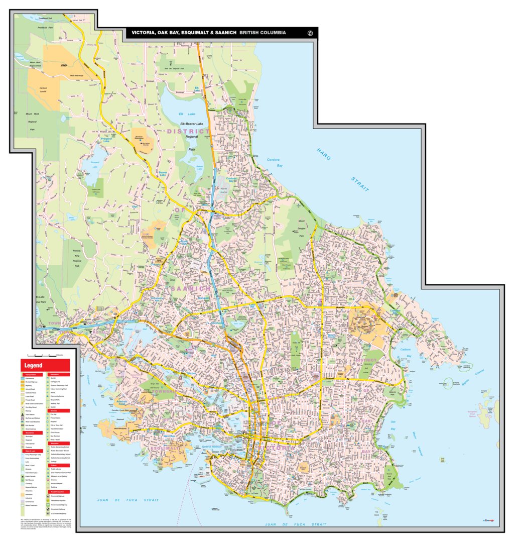 Victoria, Oak Bay, Esquimault and Saanich, BC Map by Mapmobility Corp ...
