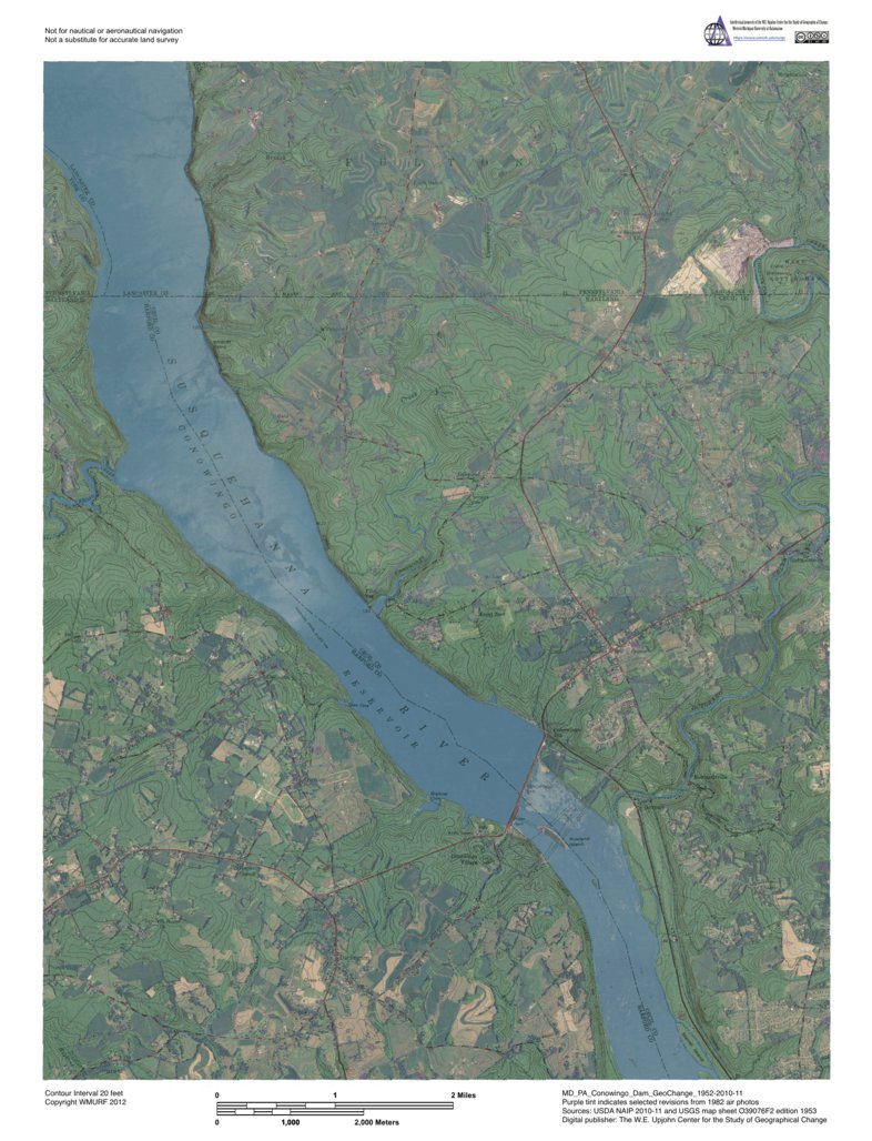 MD-PA-Conowingo Dam: GeoChange 1952-2010-11 Map by Western Michigan ...