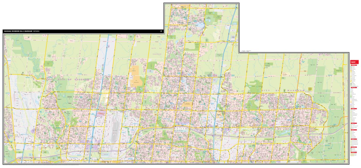 Vaughan, Richmond Hill and Markham, ON Map by Mapmobility Corp ...