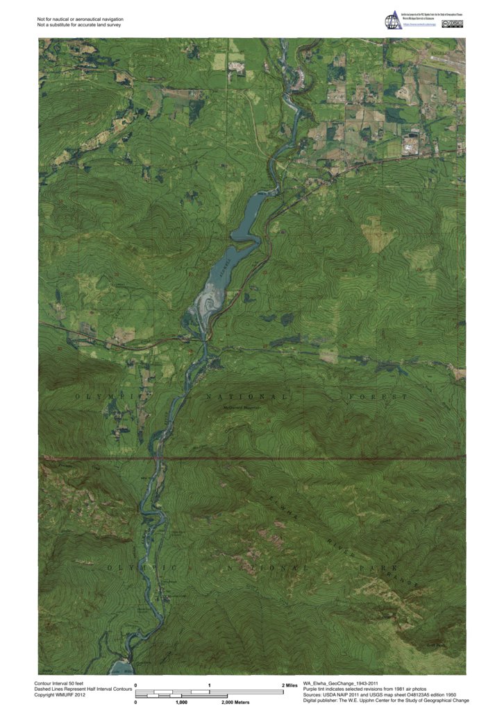 WA-Elwha: GeoChange 1943-2011 Map by Western Michigan University ...