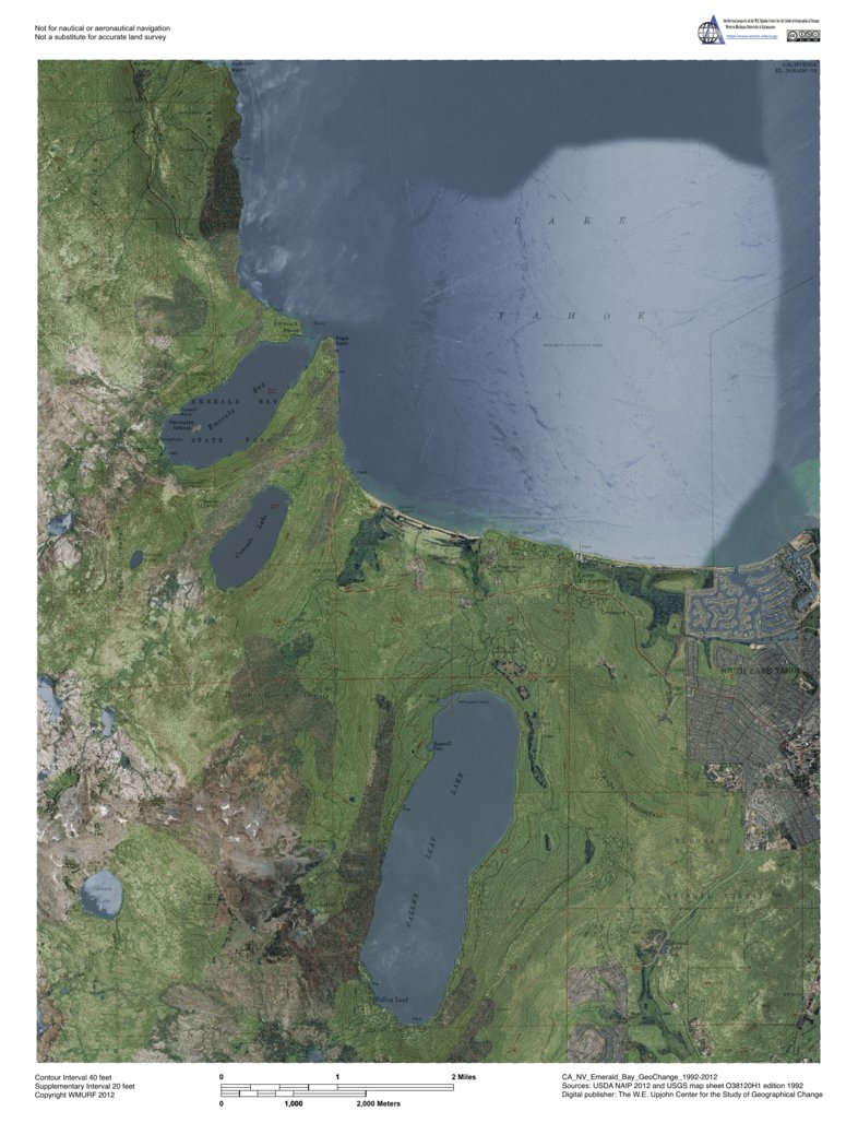CA-NV Emerald Bay: GeoChange 1992-2012 Map by Western Michigan ...