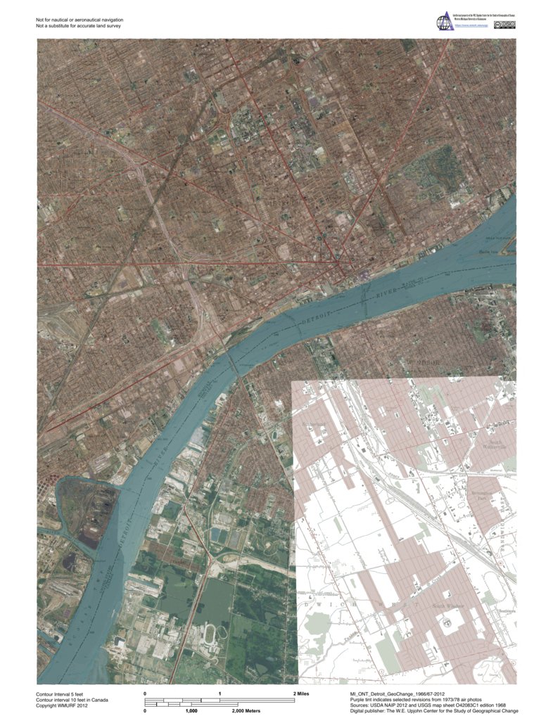 MI-ONT-Detroit: GeoChange 1966-67-2012 Map by Western Michigan ...