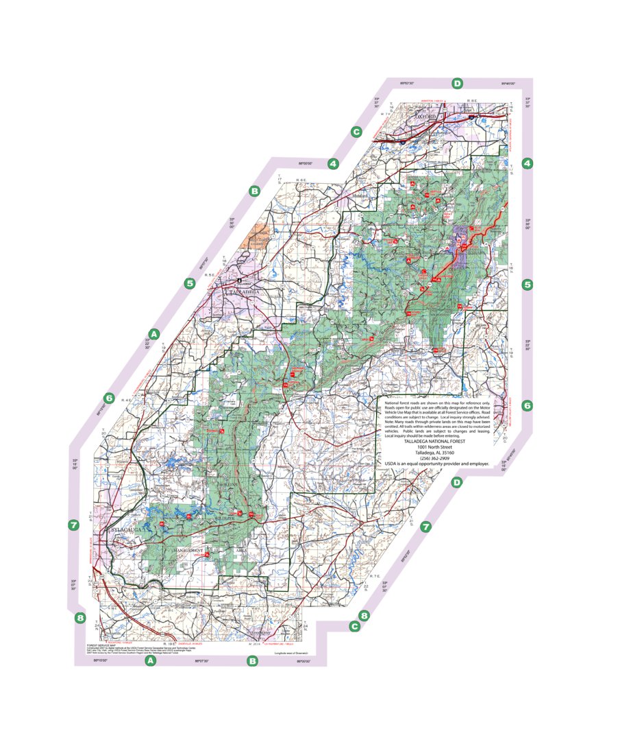 Talladega Ranger District, Talladega National Forest Map by US Forest ...