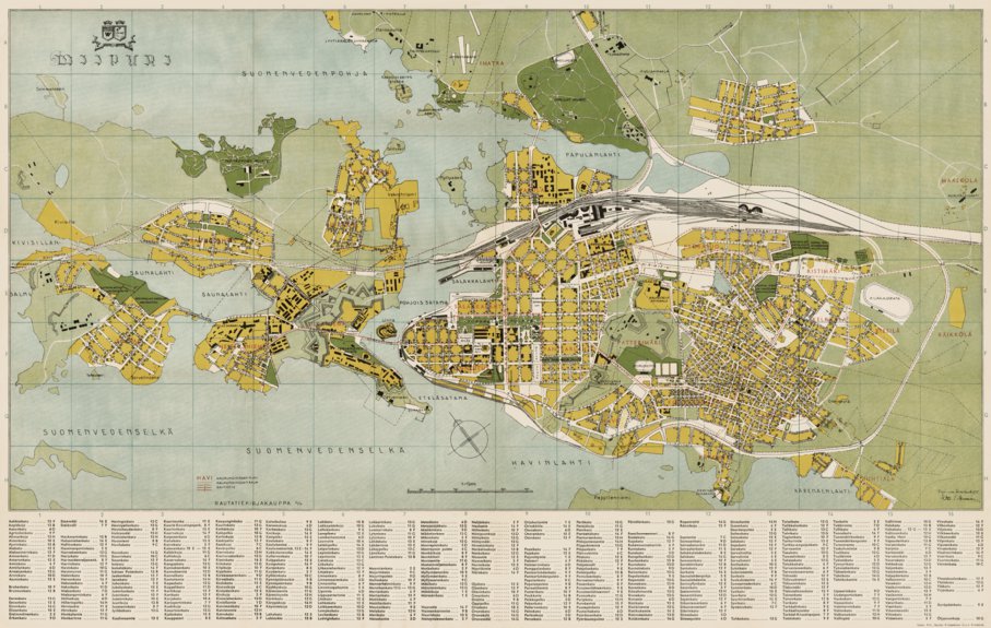 Viipurin kaupungin kartta, 1935. Viipuri (Vyborg) City Map, 1935 by ...