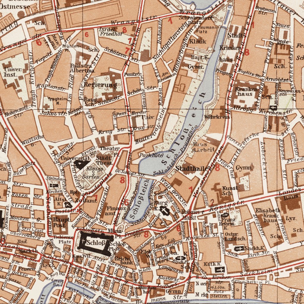 Königsberg (now Kaliningrad) City Map, 1938. Кёнигсберг (Калининград ...