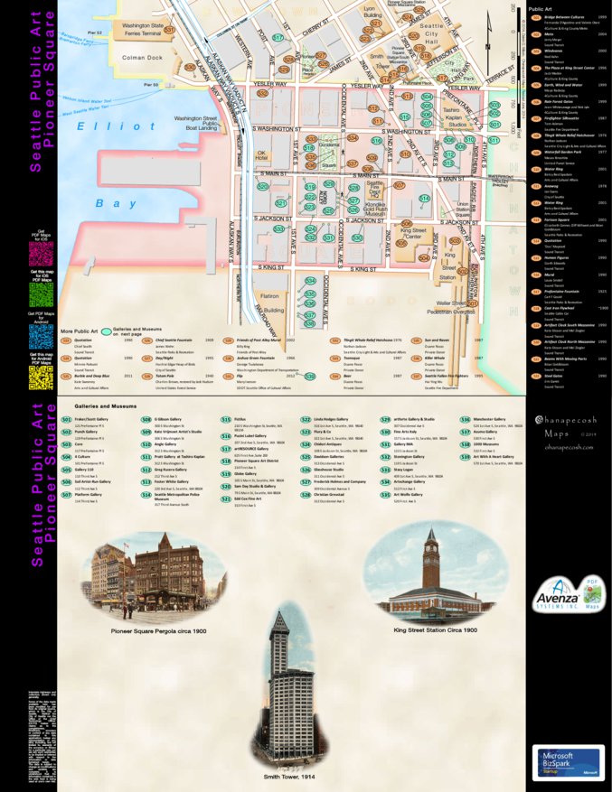 Seattle Public Art Pioneer Square Map by Ohanapecosh Maps | Avenza Maps