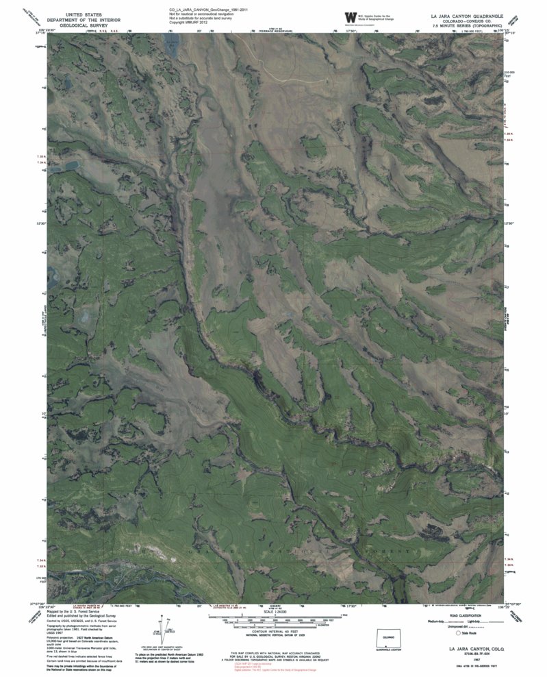 CO-LA JARA CANYON: GeoChange 1961-2011 Map by Western Michigan ...