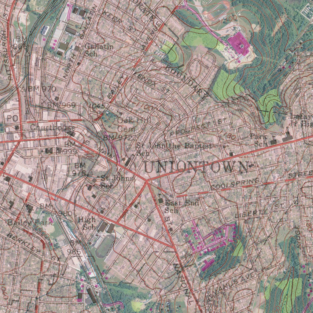PA-UNIONTOWN: GeoChange 1962-2013 Map by Western Michigan University ...