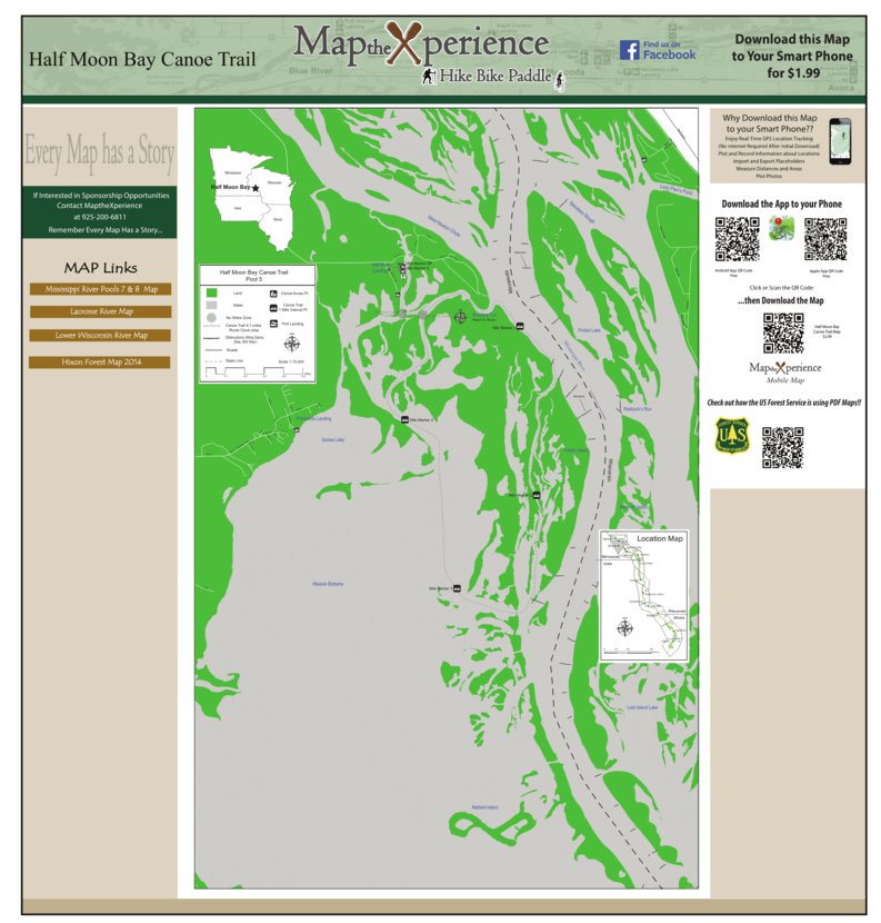 Half Moon Bay Canoe Trail - Canoe Wisconsin - Canoe Minnesota Map by ...
