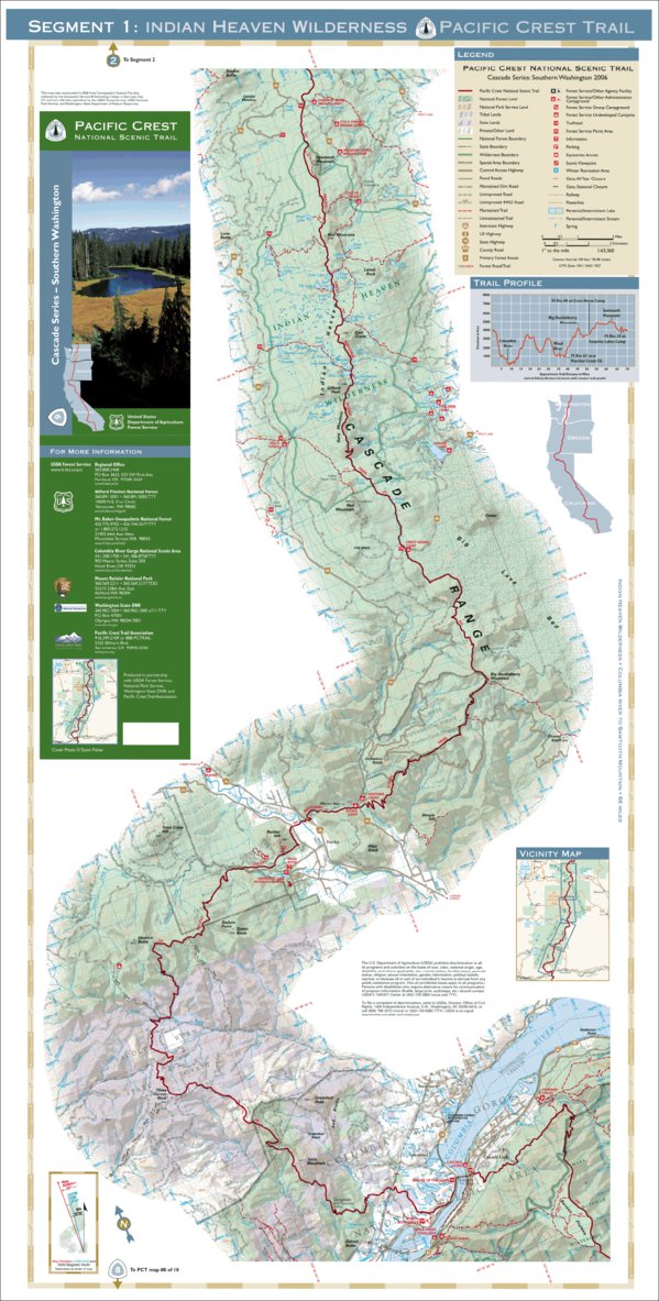 Pacific Crest National Scenic Trail - Map 9 Seg 1 - Southern Washington ...