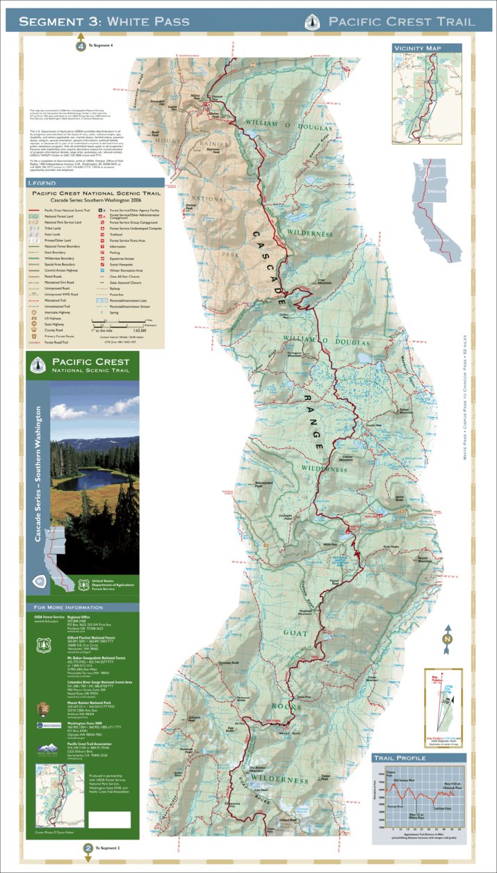 Pacific Crest National Scenic Trail - Map 9 Seg 3 - Southern Washington ...