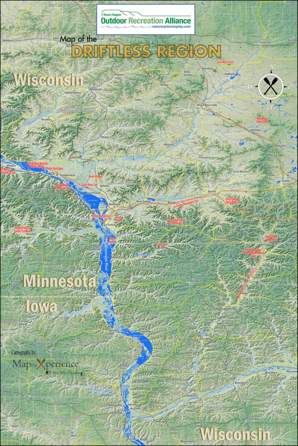 The Driftless Region - Canoe Wisconsin - Canoe Minnesota Map by Map the ...