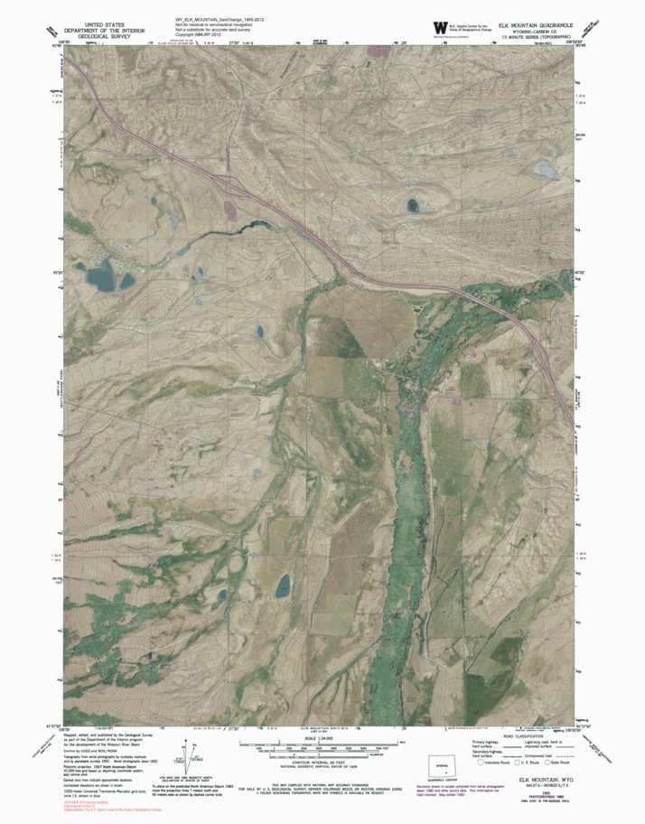 WY-ELK MOUNTAIN: GeoChange 1955-2012 Map by Western Michigan University ...