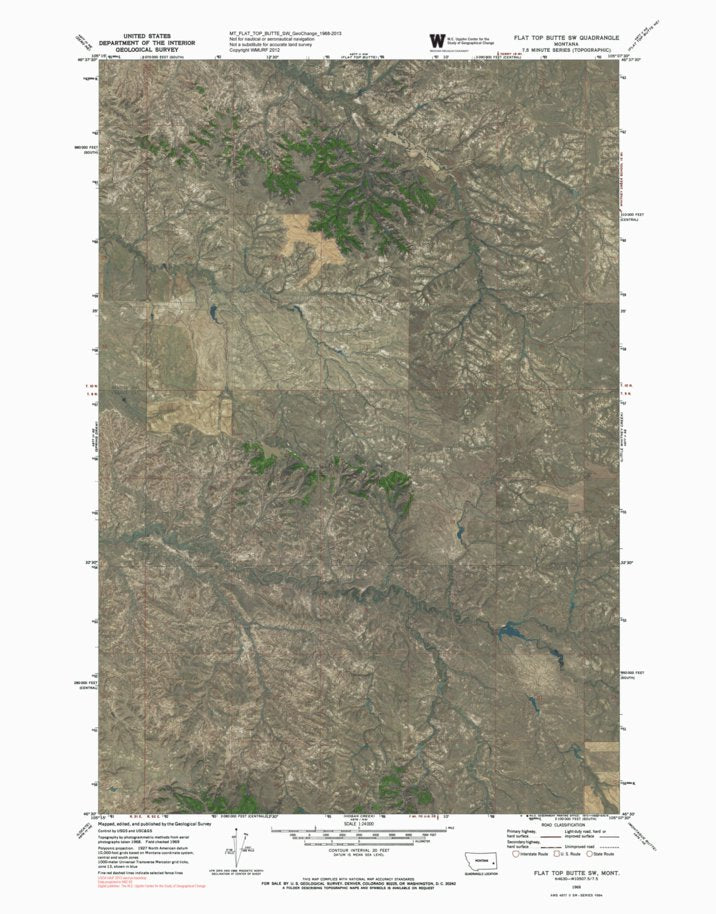 MT-FLAT TOP BUTTE SW: GeoChange 1968-2013 Map by Western Michigan ...