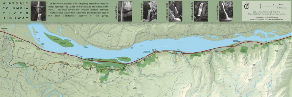 Columbia River Gorge Map by Medeiros Cartography - mapbliss.com ...