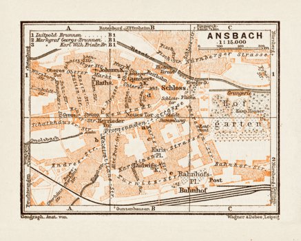 Ansbach town plan, 1909 Map by Waldin | Avenza Maps