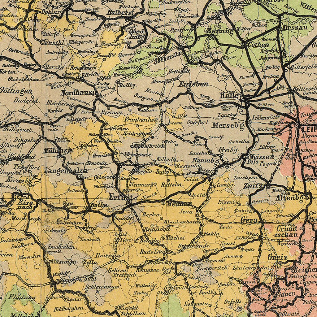 Karte der Eisenbahnen Mittel-Europas (Railway Map of the central Europe ...