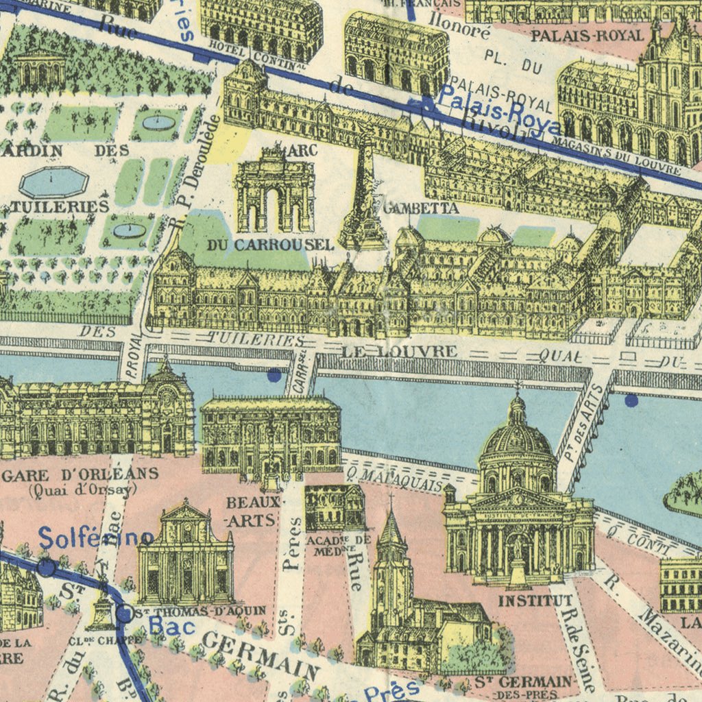 Paris city Map. Monumental Plan of Paris, about 1910 by Waldin | Avenza ...