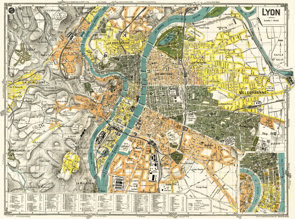 Lyon city Map, 1918 by Waldin | Avenza Maps