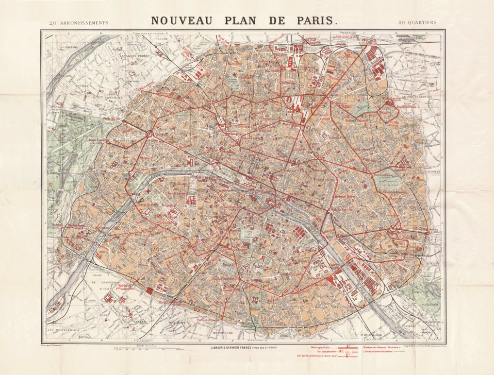 Paris city Map (New Plan of Paris), 1912 by Waldin | Avenza Maps