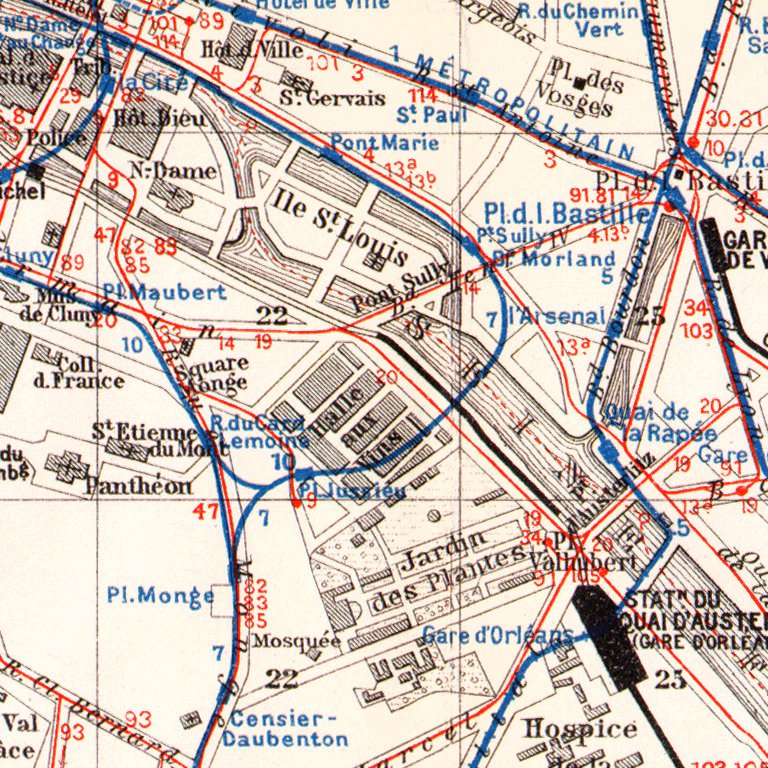 Paris Tramway and Metro Network Map, 1931 by Waldin | Avenza Maps