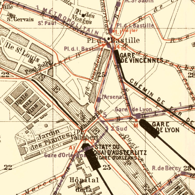 Paris Tramway and Metro Network Map, 1903 by Waldin | Avenza Maps