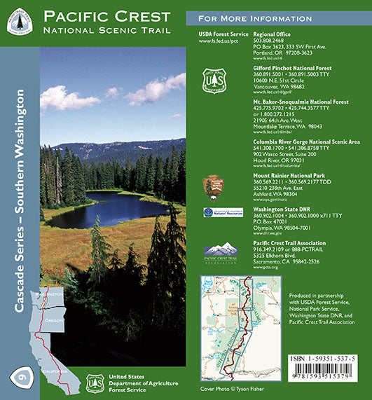 Pacific Crest National Scenic Trail - Map 9 - Southern Washington ...