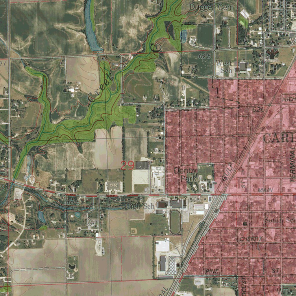 IL-CARLINVILLE WEST: GeoChange 1975-2012 Map by Western Michigan ...
