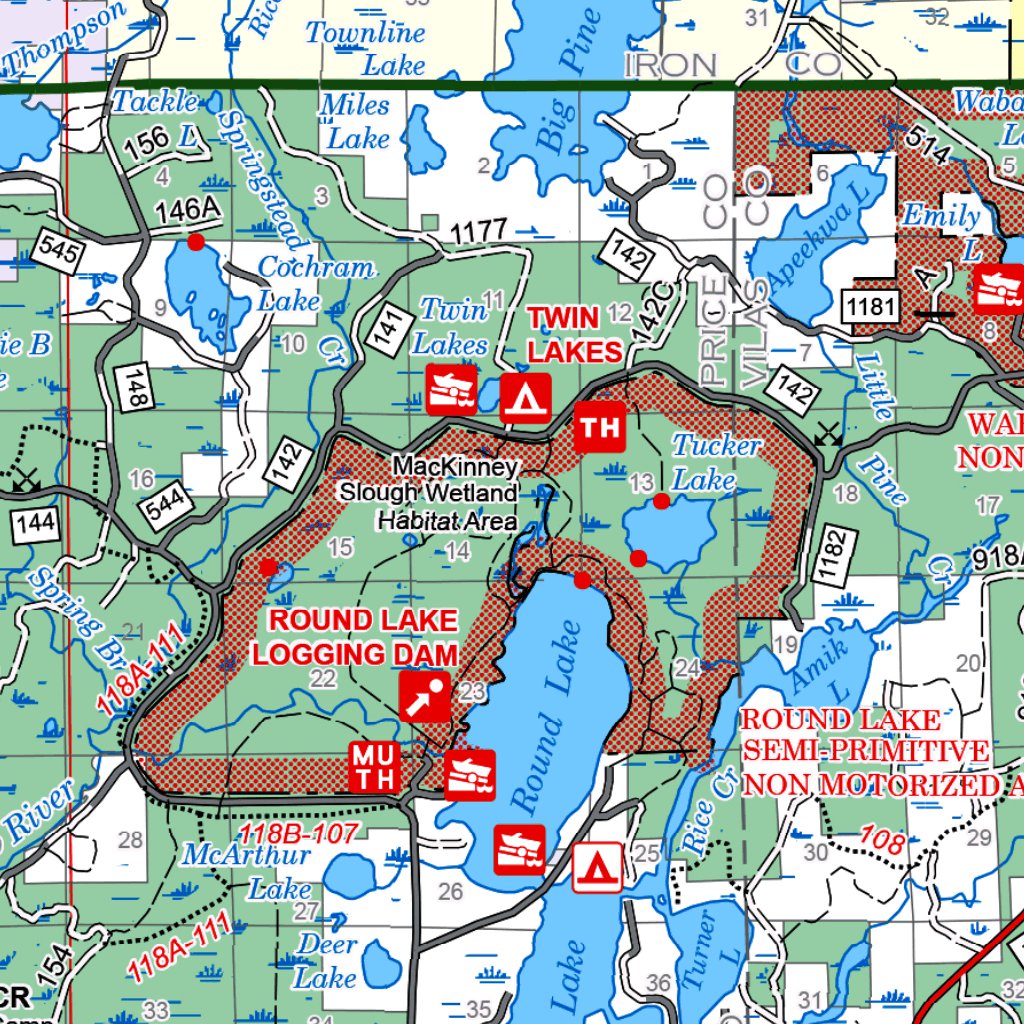Chequamegon-Nicolet NF Forest Visitor Map - Medford/Park Falls RD North by US Forest Service R9 ...