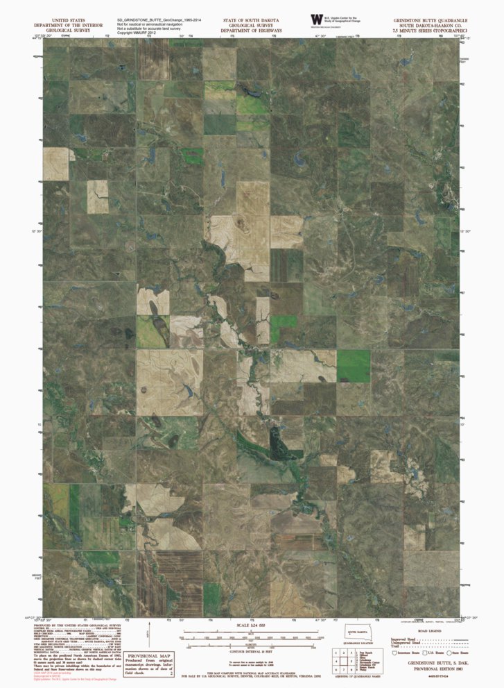 SD-GRINDSTONE BUTTE: GeoChange 1965-2014 Map by Western Michigan ...