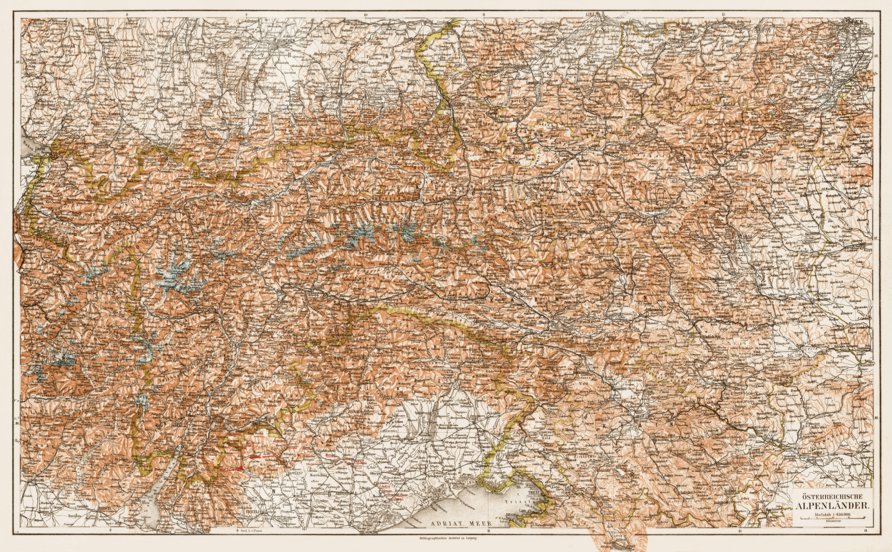 Map of the Alpine Countries, 1903 by Waldin | Avenza Maps