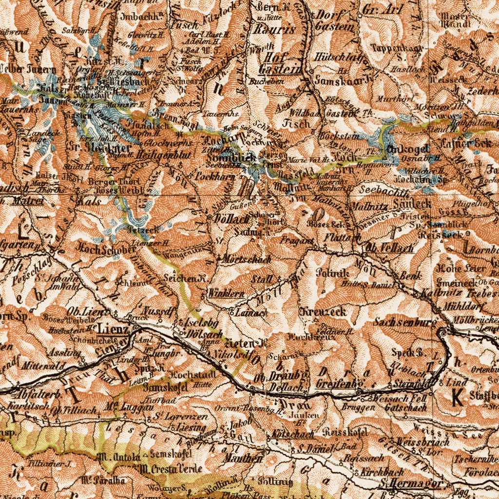 Map of the Alpine Countries, 1903 by Waldin | Avenza Maps
