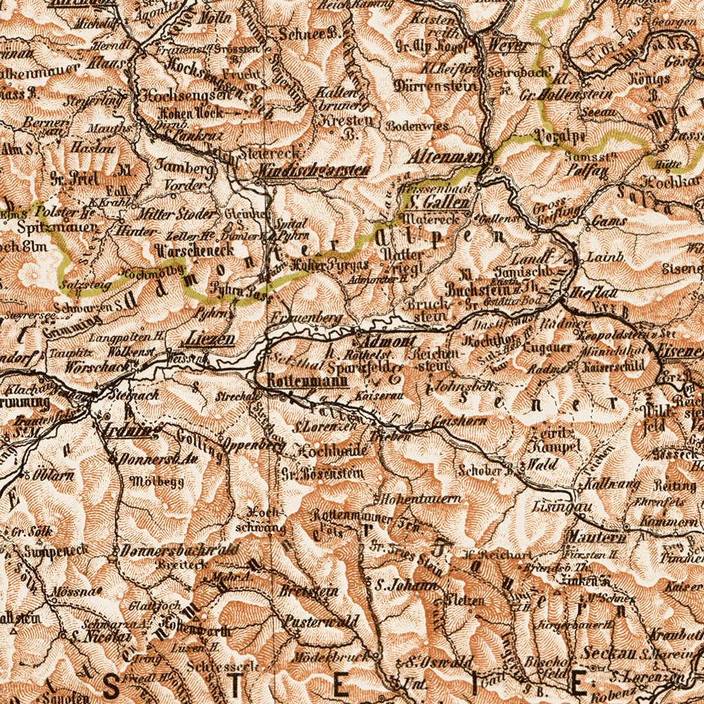 Map of the Alpine Countries, 1903 by Waldin | Avenza Maps