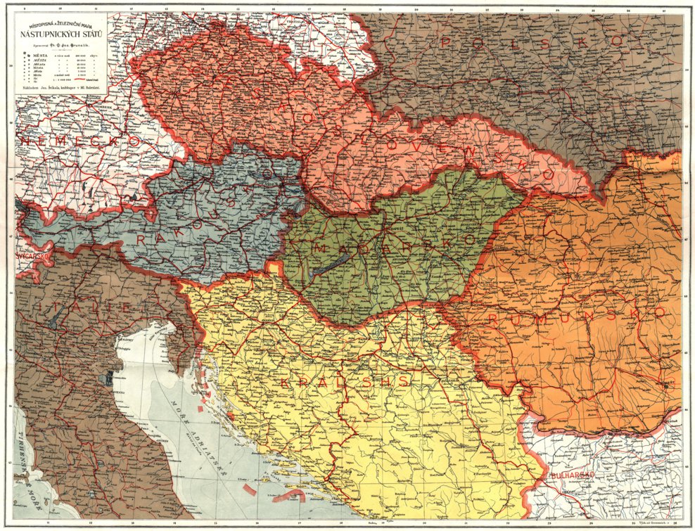 General and Railway Map of the Austro-Hungarian Empire Successor States ...