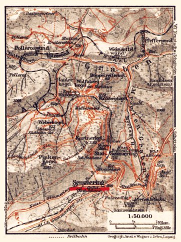 Semmering and environs, 1911 Map by Waldin | Avenza Maps
