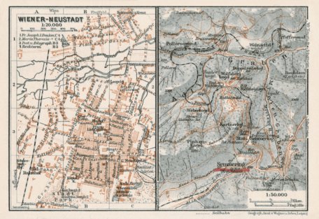 Wiener Neustadt town plan, 1911 Map by Waldin | Avenza Maps