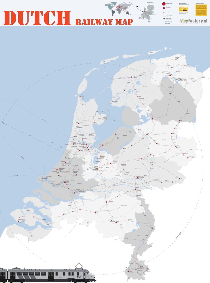 Dutch Railway Map 2022 by Mapfactory | Avenza Maps