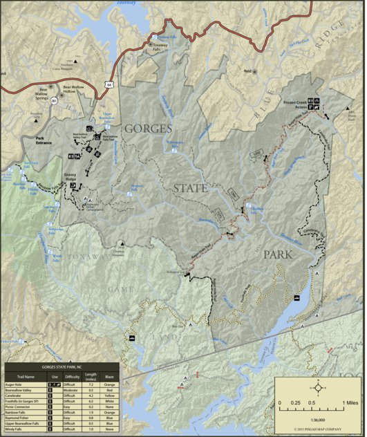 Gorges State Park Map by Pisgah Map Company, LLC | Avenza Maps