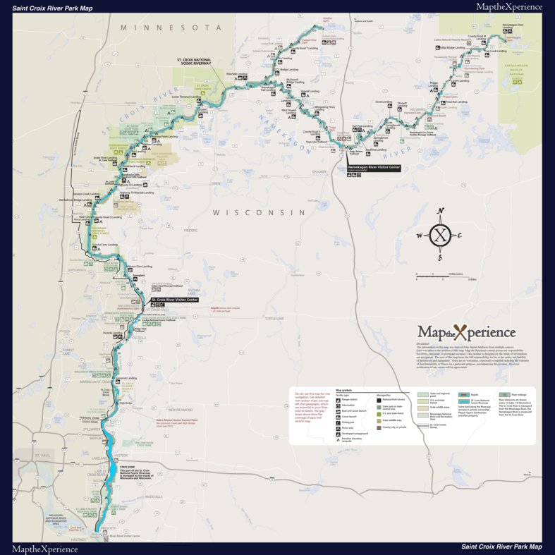 Saint Croix River Park - Canoe Wisconsin - Canoe Minnesota Map by Map ...