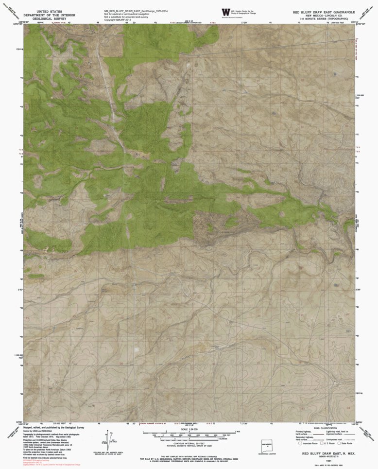 NM-RED BLUFF DRAW EAST: GeoChange 1973-2014 Map by Western Michigan ...