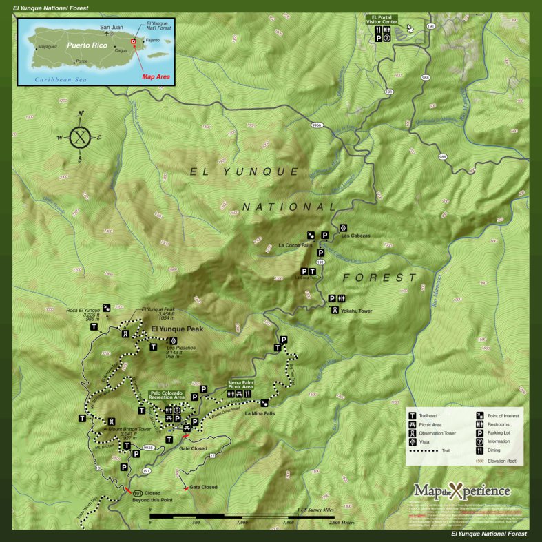 EL Yunque National Forest - NPS Map - Hike Puerto Rico - Bike Puerto ...