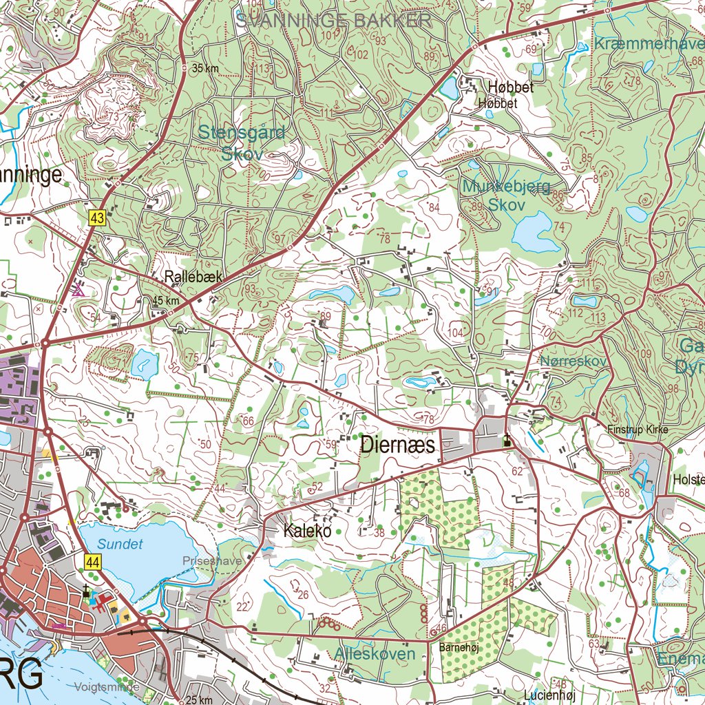 Denmark K50 Topo. 52,608 to 58,614 Map by Paul Johnson - Offline Maps ...