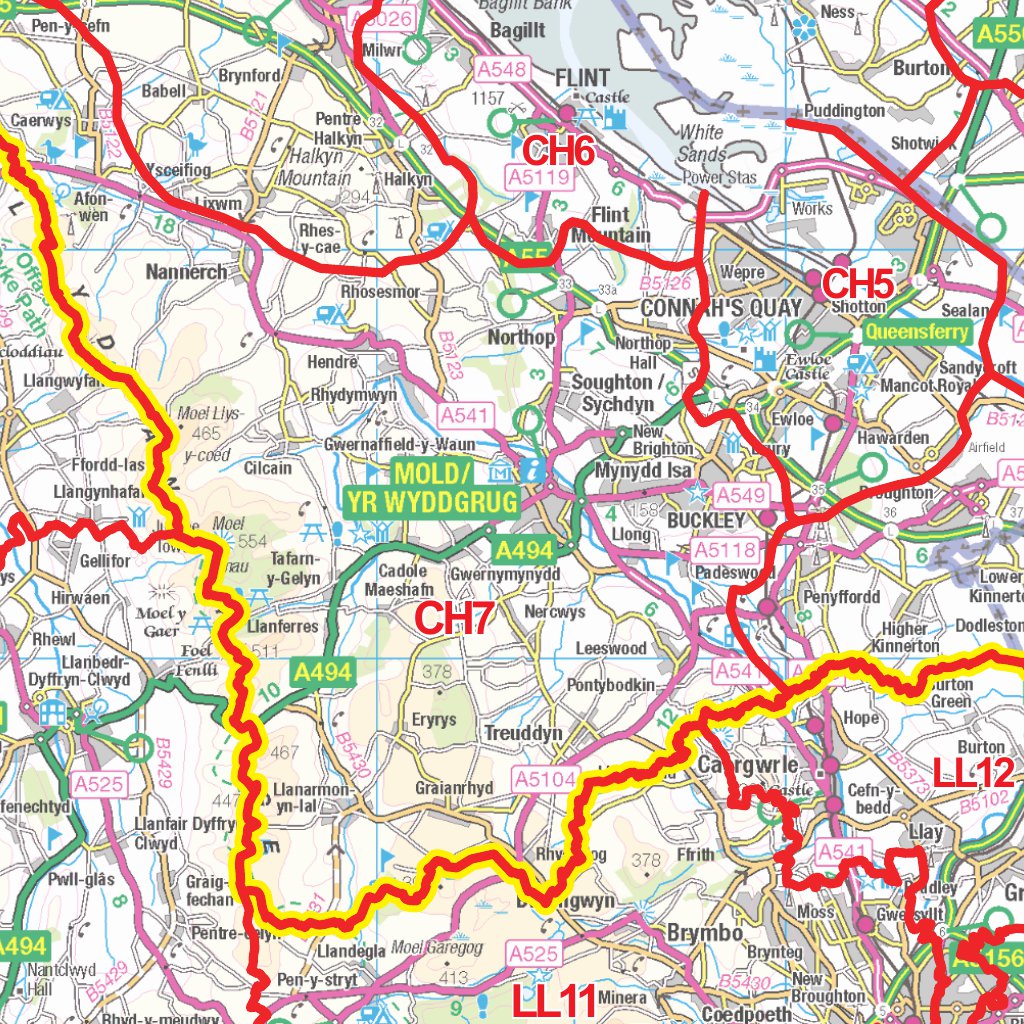 XYZ Postcode District Map - (D3) - Wales & NW England by XYZ Maps ...