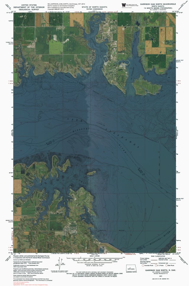 ND-GARRISON DAM NORTH: GeoChange 1971-2014 Map by Western Michigan ...