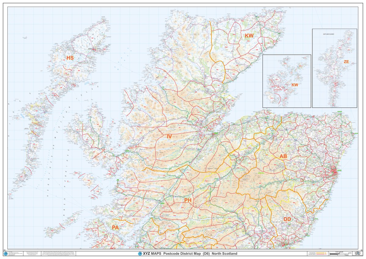 XYZ Postcode District Map - (D6) - North Scotland by XYZ Maps | Avenza Maps