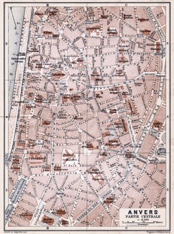 Antwerp (Antwerpen, Anvers), city centre Map, 1904 by Waldin | Avenza Maps