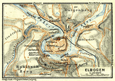 Elbogen (Loket) town plan, 1913 Map by Waldin | Avenza Maps