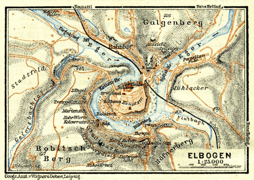 Elbogen (Loket) town plan, 1913 Map by Waldin | Avenza Maps